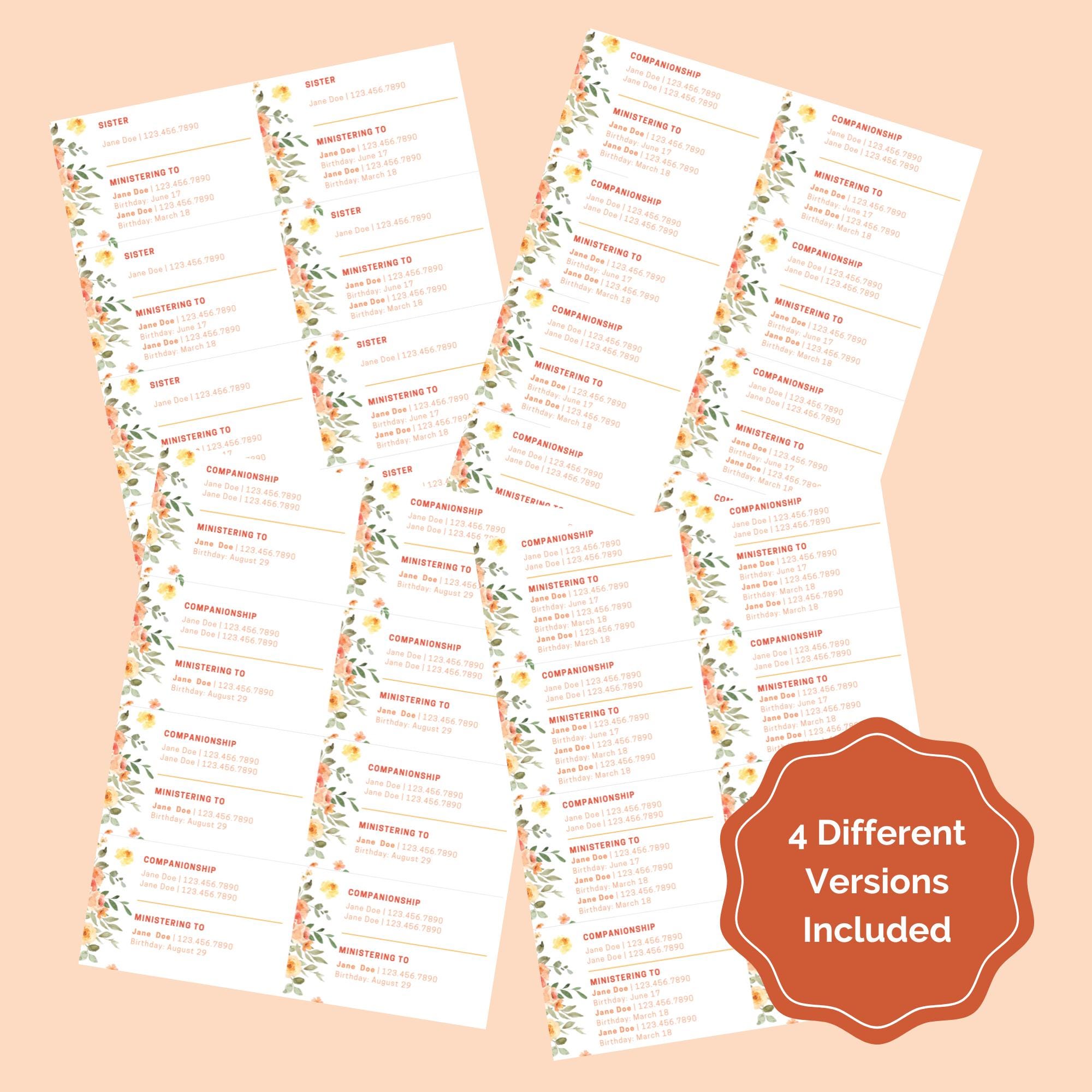 Relief Society Ministering Assignment Printable Card | Editable | Canva ...