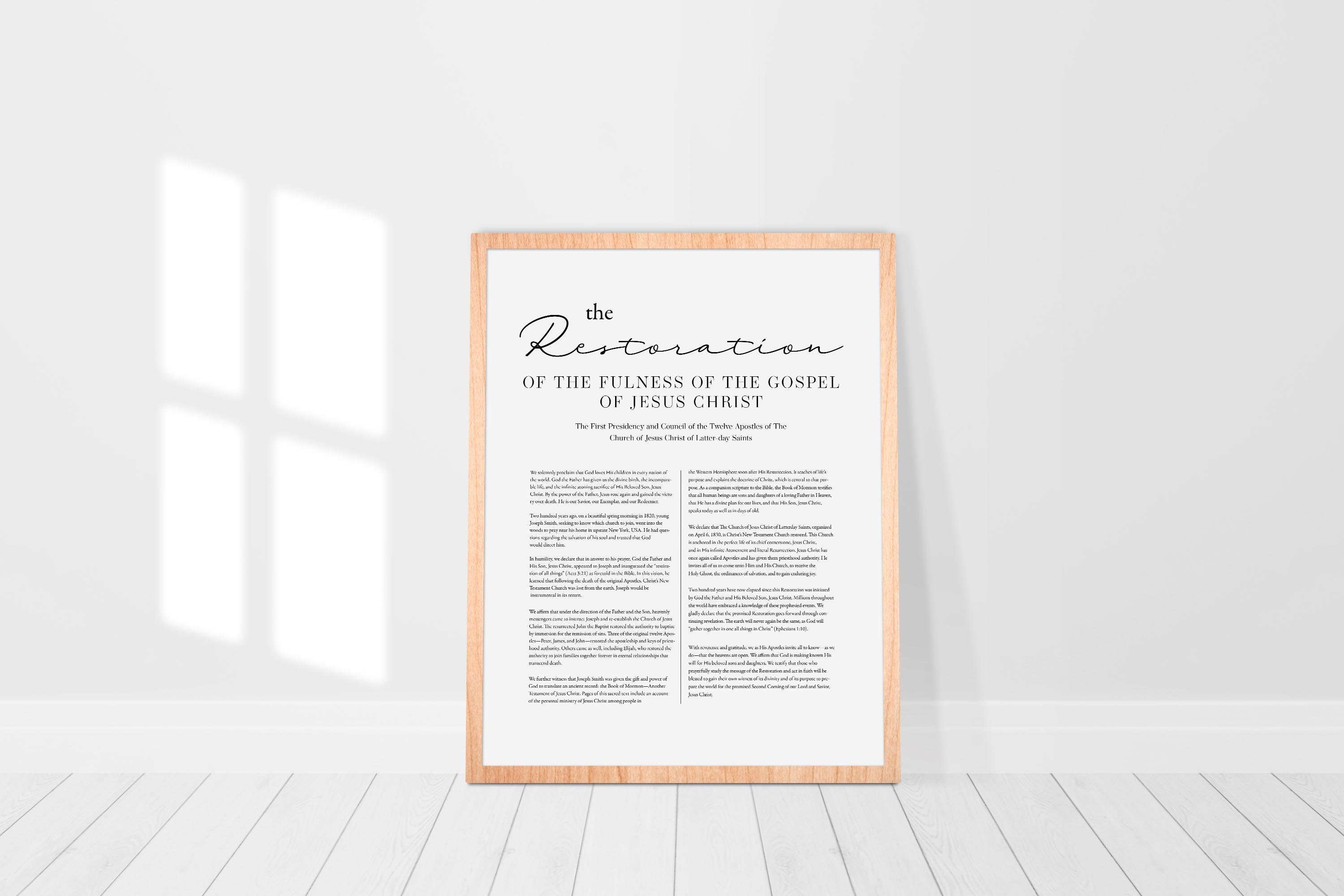 The Restoration Proclamation Printable | Church of Jesus Christ Art ...