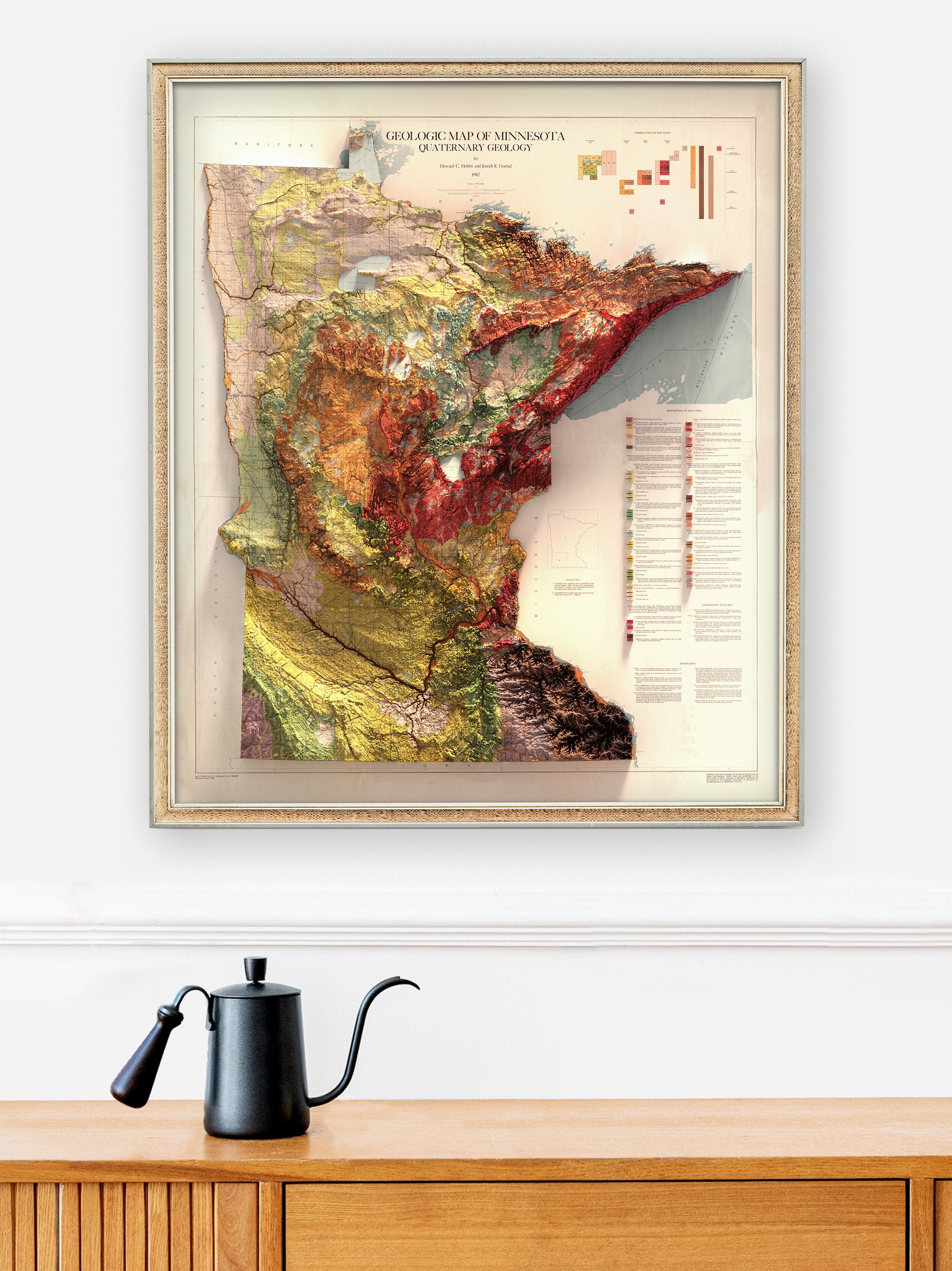 Geological Map of the Minnesota (1982) - Wall Decor - Topography - Art ...