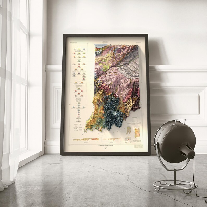 Geologic Map of Indiana (quaternary) - Map Art Print - Etsy