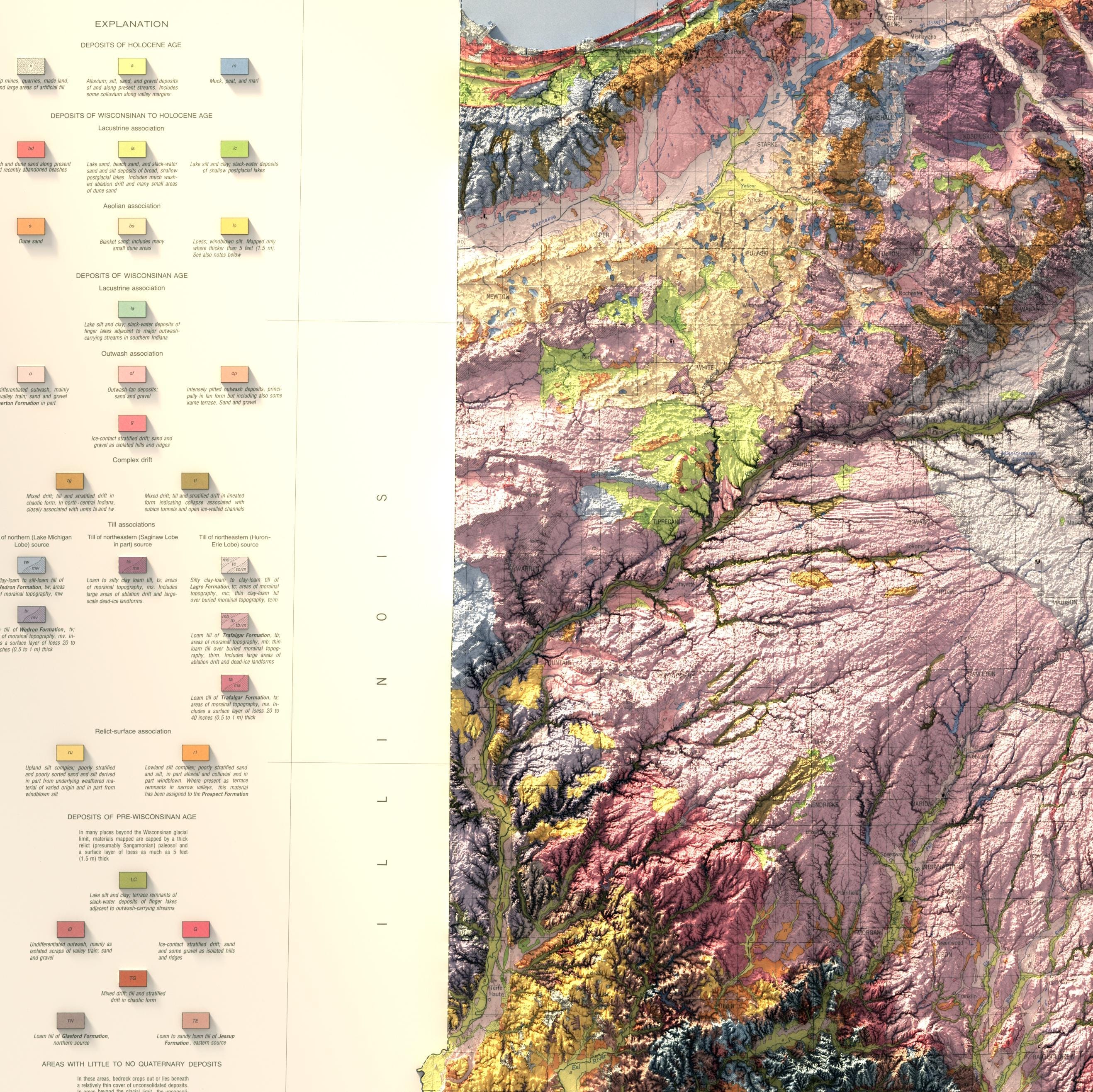 Geologic Map of Indiana (quaternary) - Map Art Print - Etsy