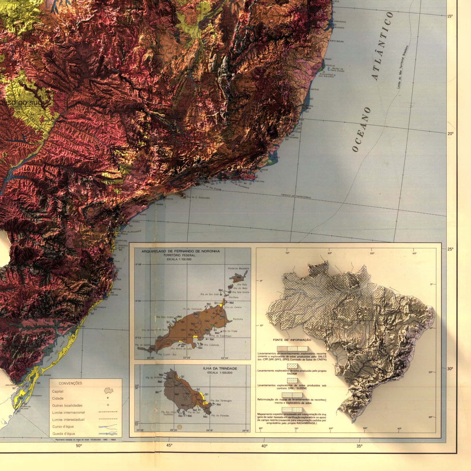 Brazil Soil Map Vintage Elevation Map Topography Shaded - Etsy