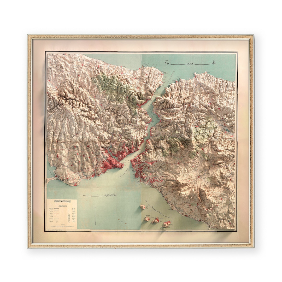 Istanbul Map - Wall Decor - Topography - Elevation - Art Print - Unique ...