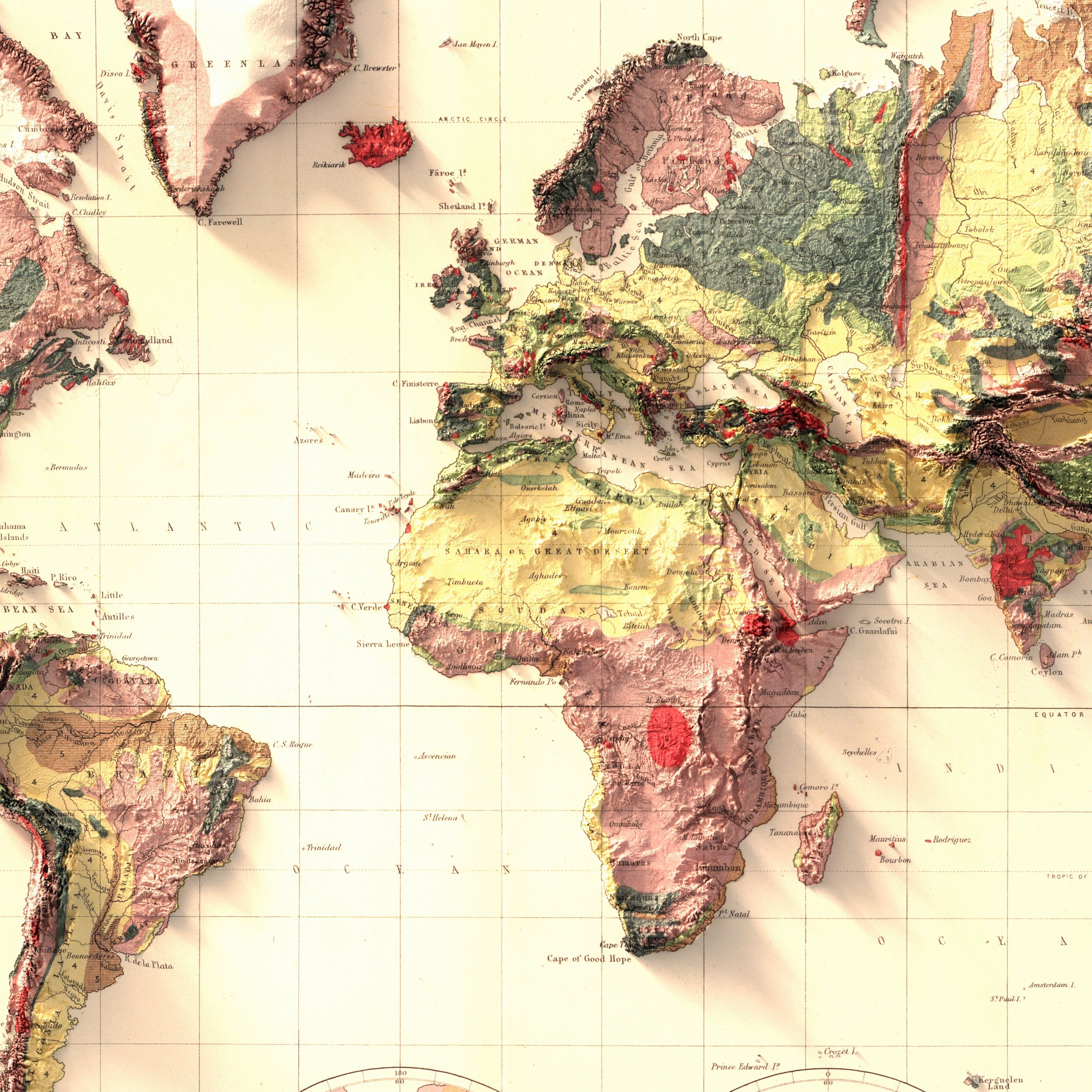 Geological Structure Map of the World 1855 the World Wall - Etsy UK