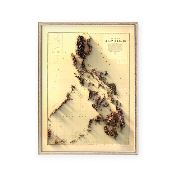 Home Décor Globes & Maps 2D Print on Fine Art Matte Paper Shaded Relief ...