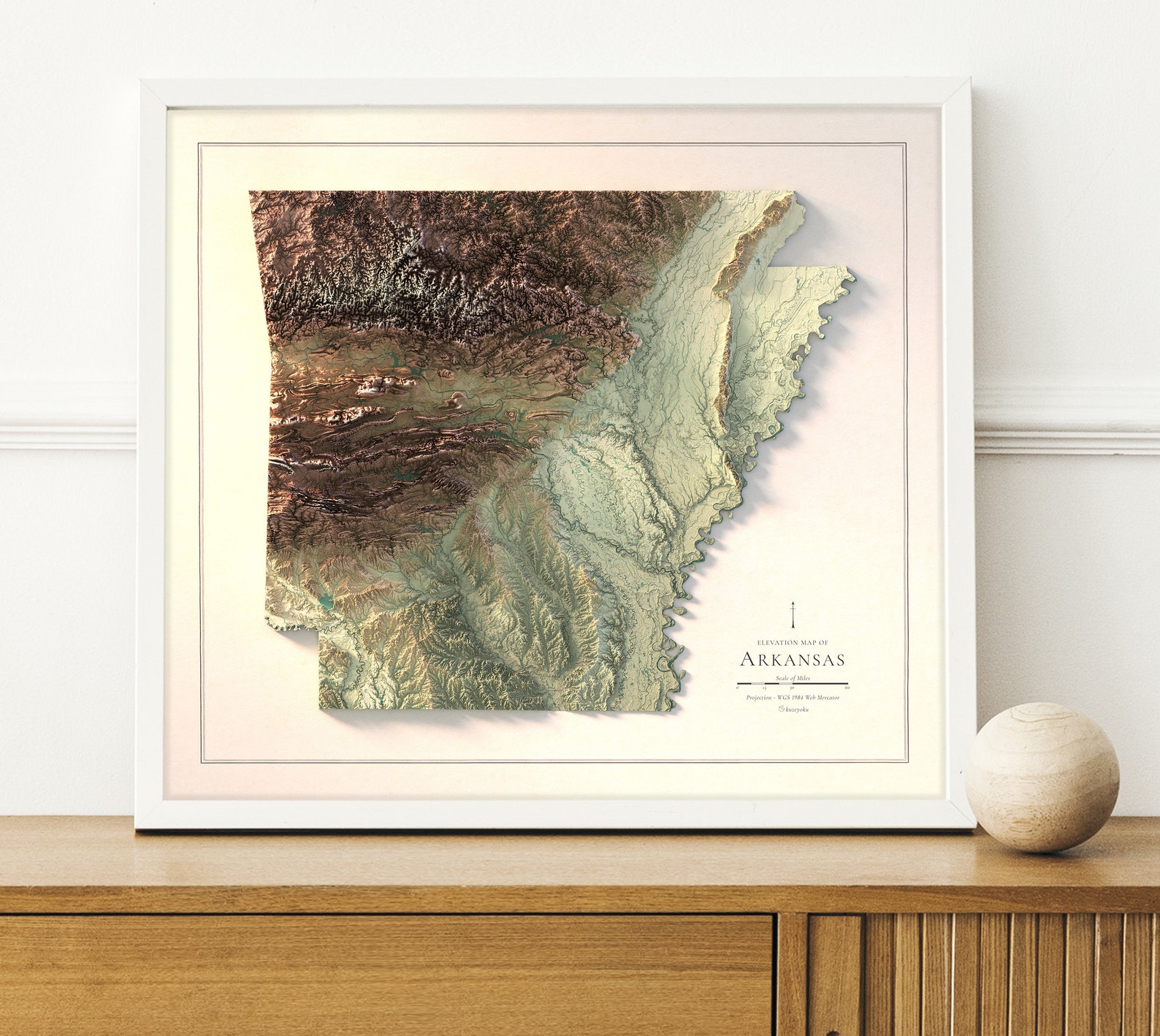 Arkansas Topographic Map Art Print: Shaded Relief Wall Decor - Etsy