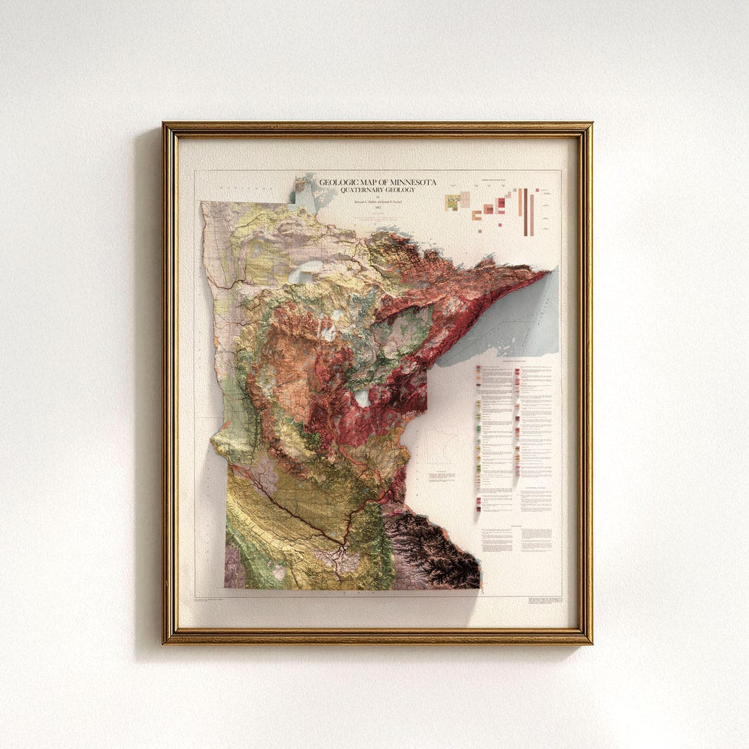 Geological Map of Minnesota (1982) – Vintage Quaternary Geology Print ...