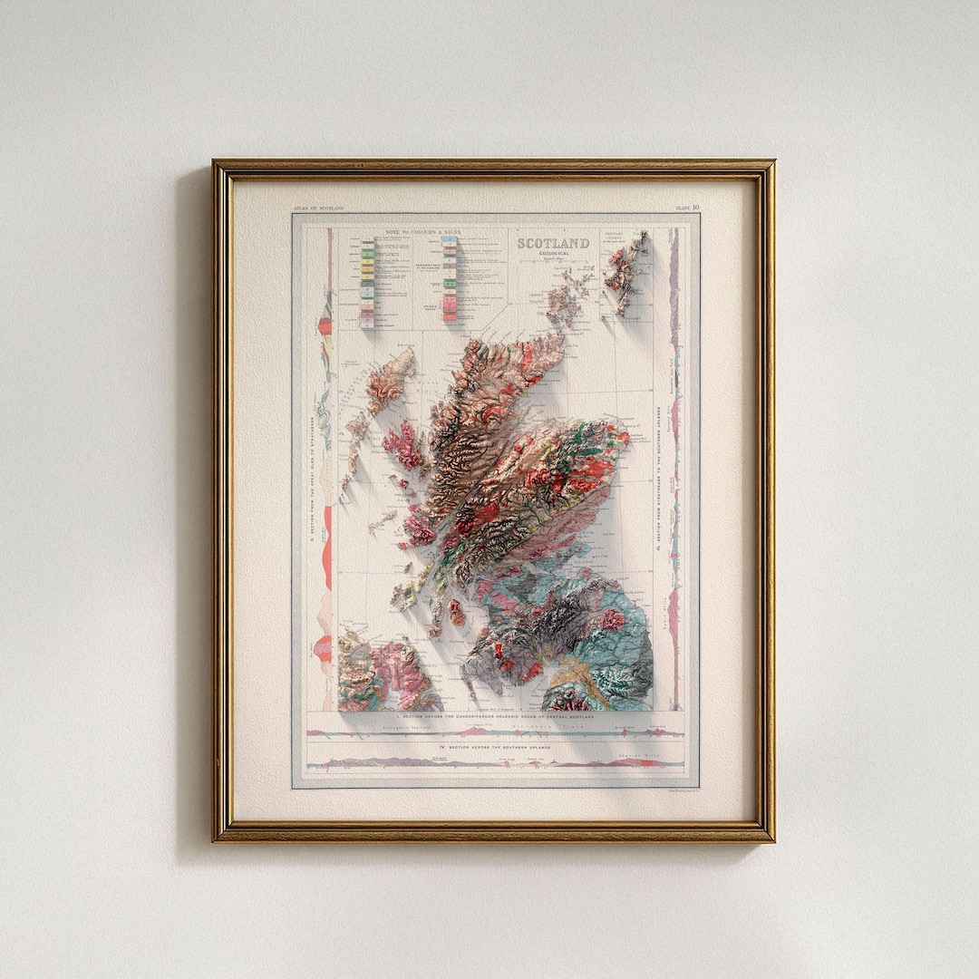 Scotland Topographic Map Art Print: Vintage Style Wall Decor - Etsy
