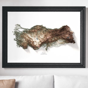 Turkey Elevation Map 01 Wall Decor Topography Elevation Art Print ...