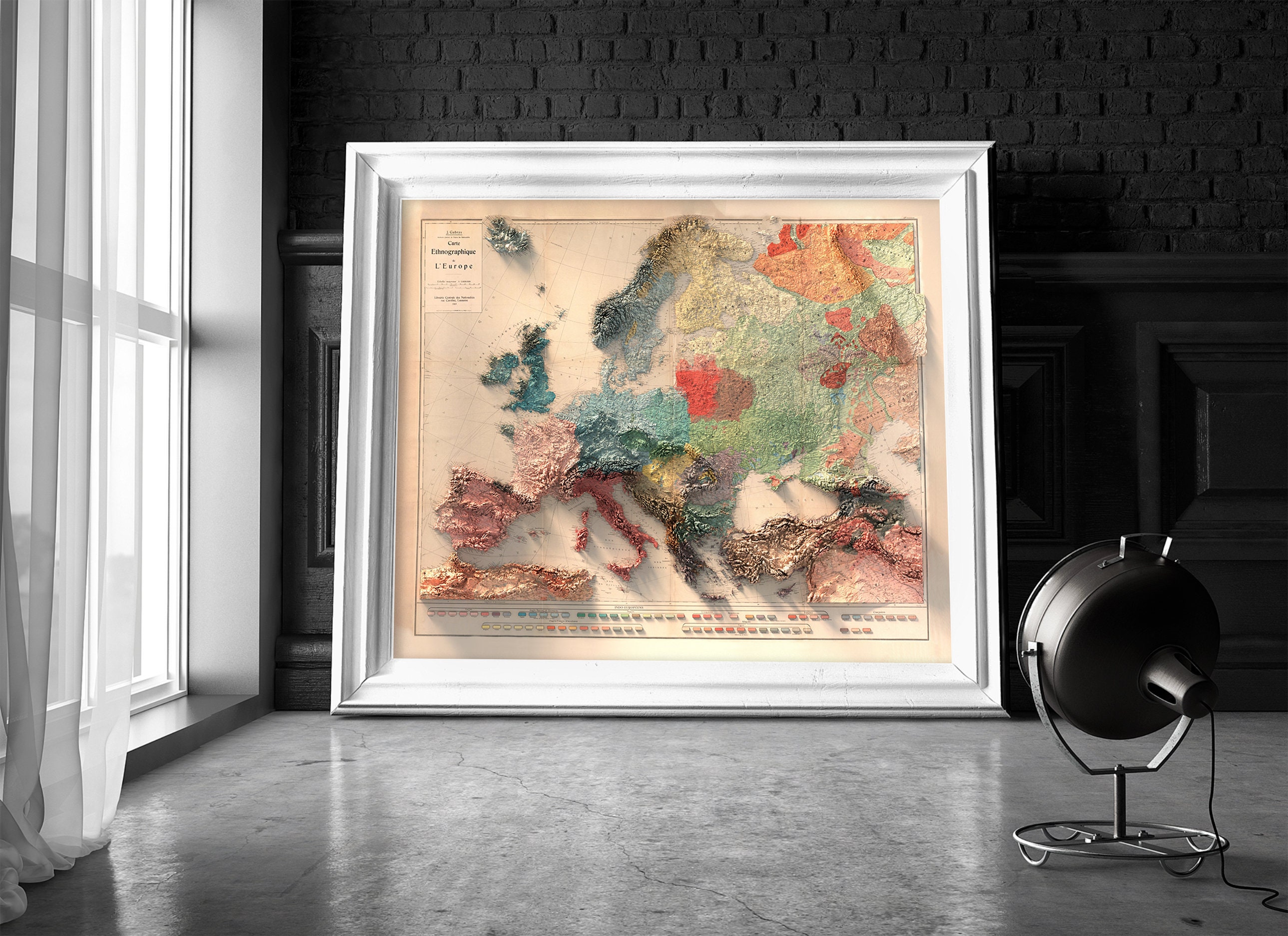 Ethnographic Map of Europe Vintage Home Decor Wall Art Topography ...