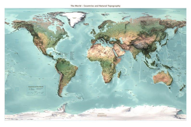 The World Map: Detailed Countries, Political Boundaries and Natural ...