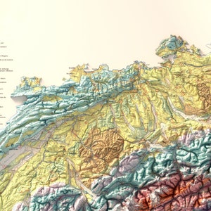 Switzerland Map Geology Wall Decor Topography Art Print Unique Gift - Etsy