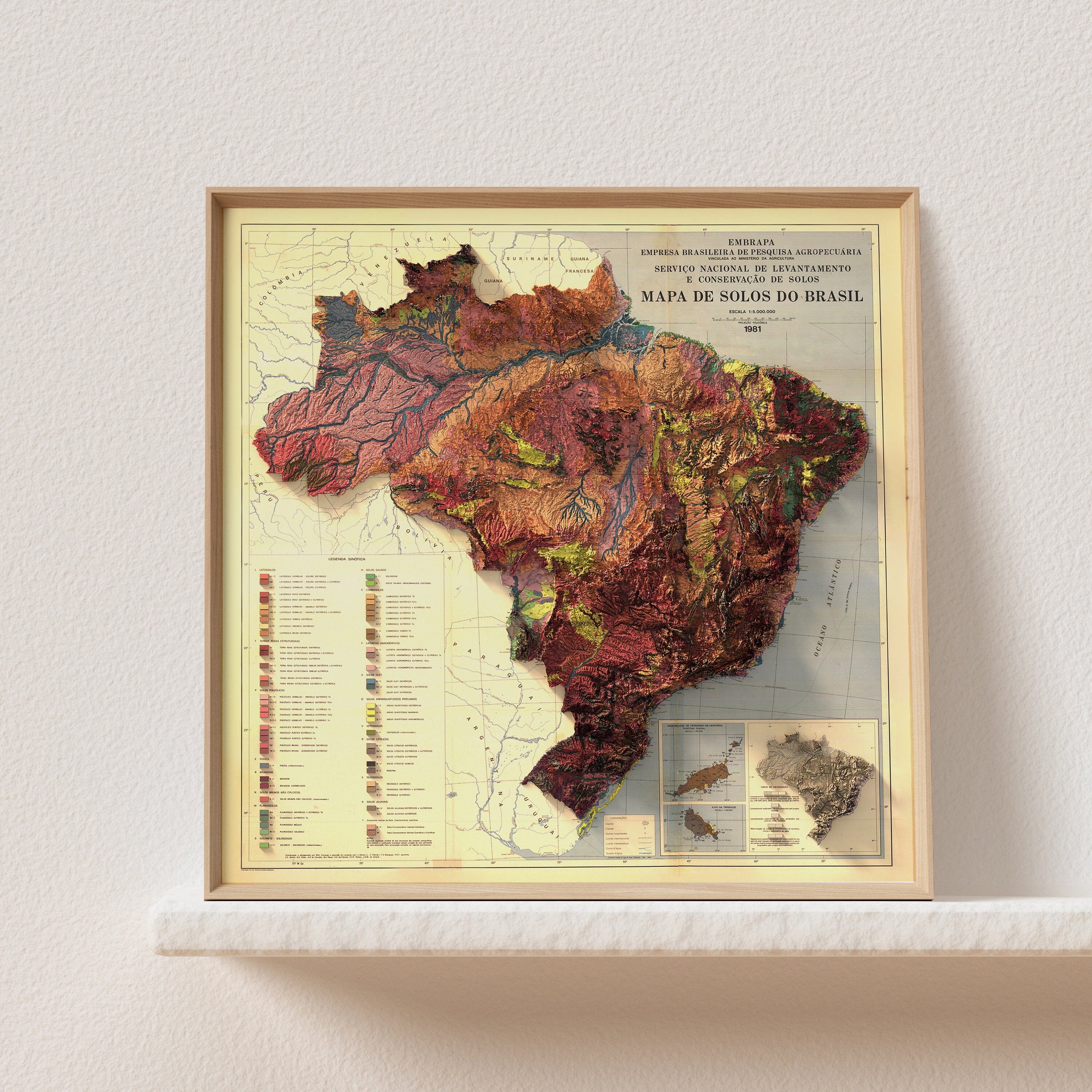 Brazil Soil Map Vintage Elevation Map Topography Shaded - Etsy