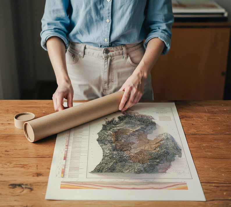 The Geological Map of Southern Michigan: Vintage Wall Decor Print ...