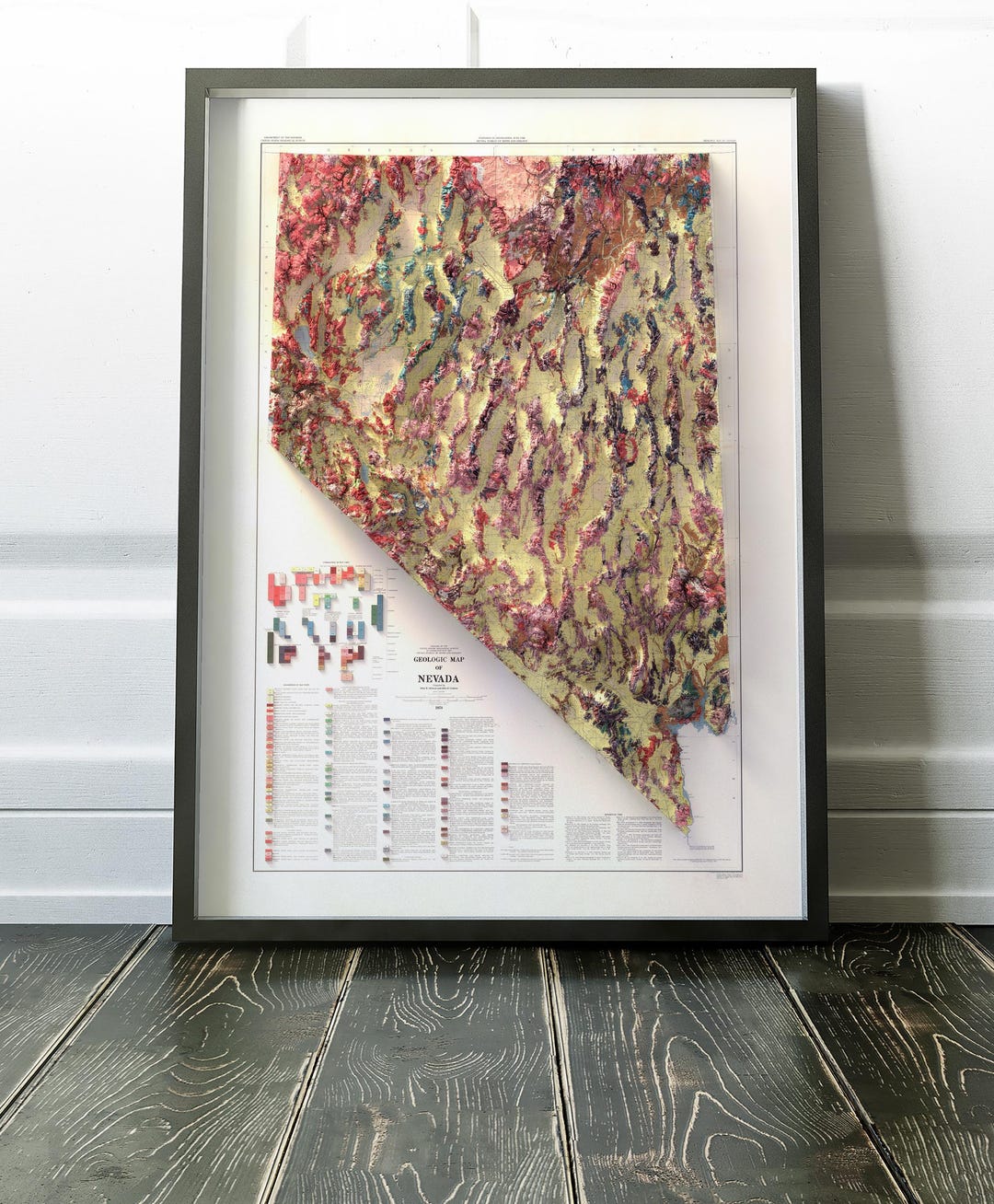 Nevada Geological Map Art Print: Topography & Elevation Wall Decor - Etsy