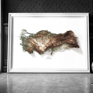 Turkey Elevation Map 01 Wall Decor Topography Elevation Art Print ...