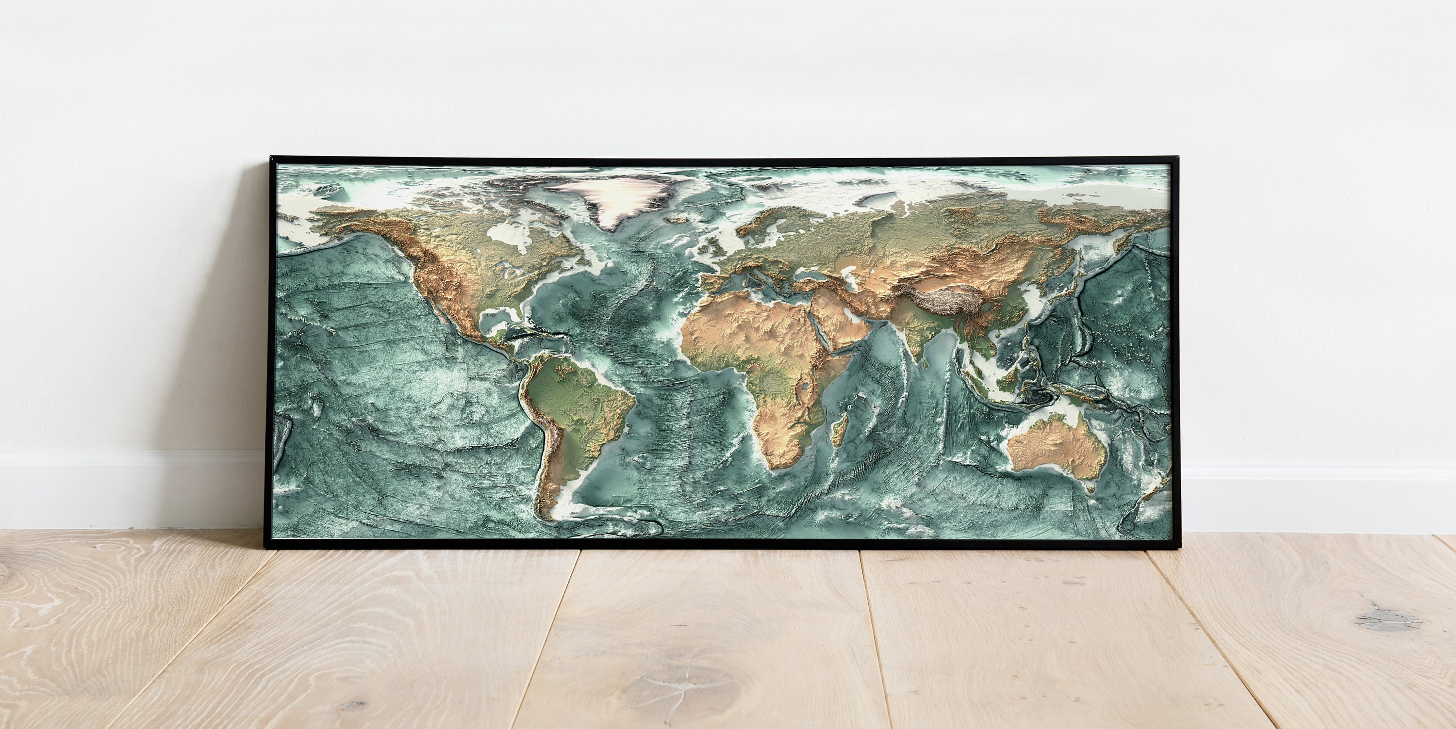 3D Topographic World Map Art Print: Unique Wall Decor - Etsy