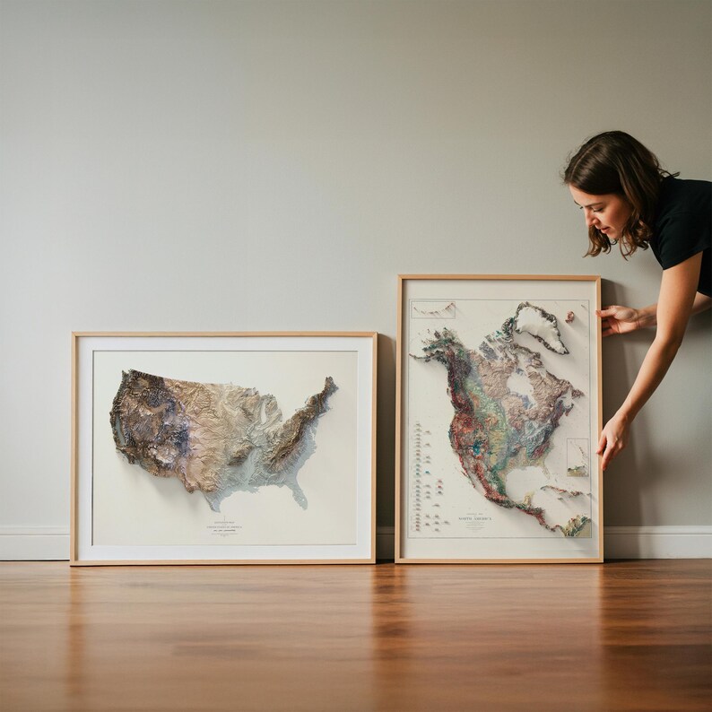 USA Elevation Map Print: Topographic United States Wall Art, Detailed ...