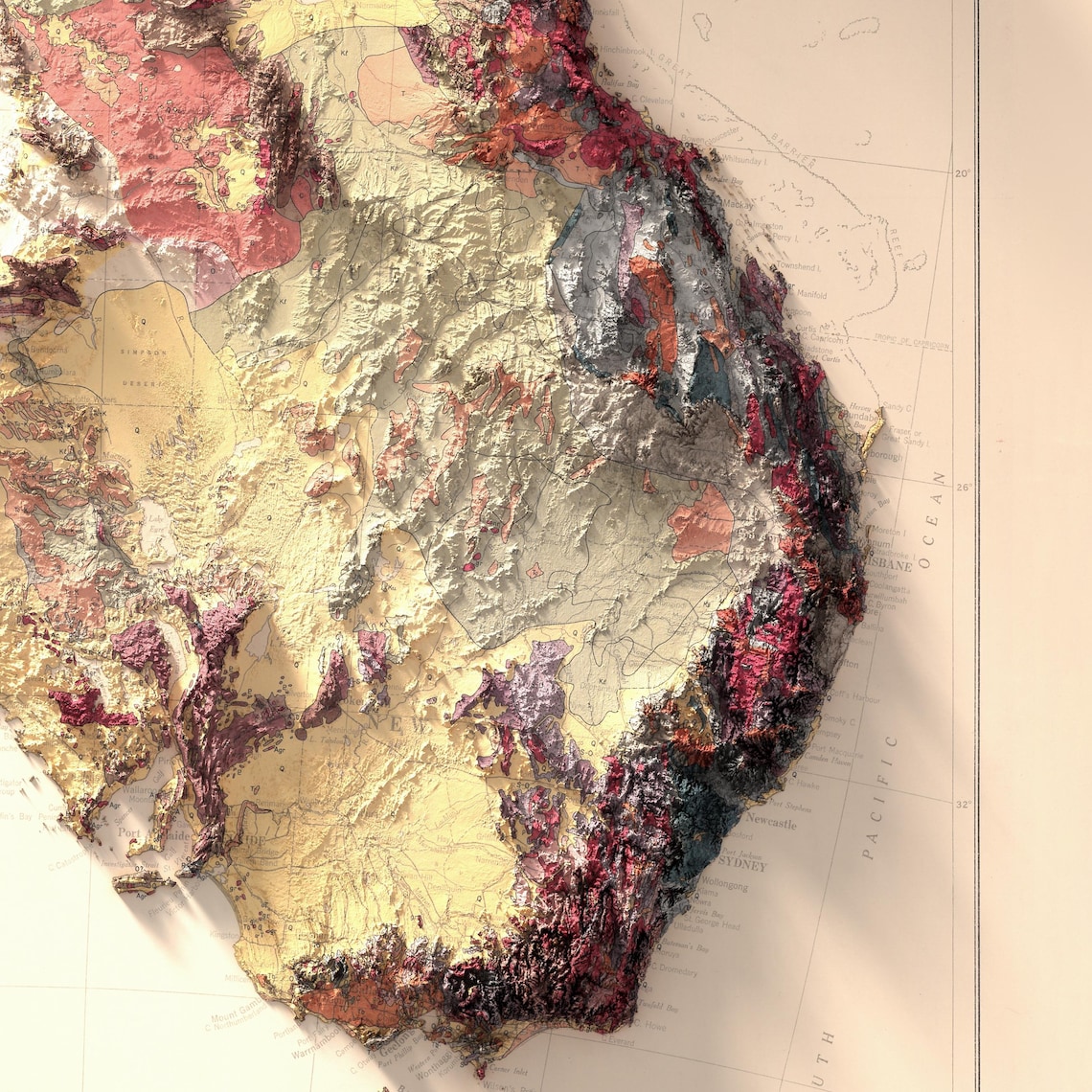 Vintage Geological Map of Australia & New Guinea: 1952 Art Print - Etsy