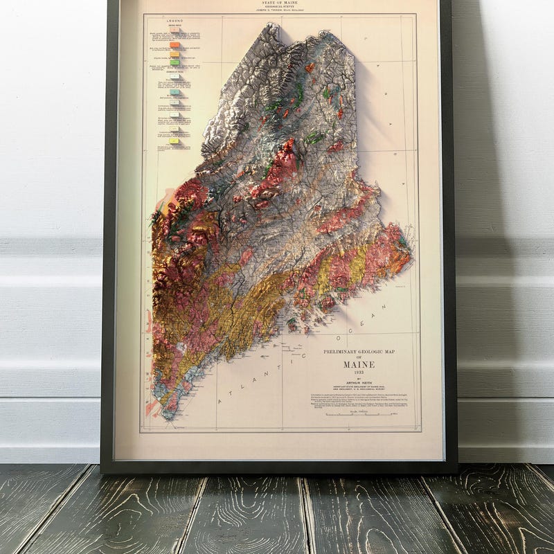 Maine Map Art - Etsy