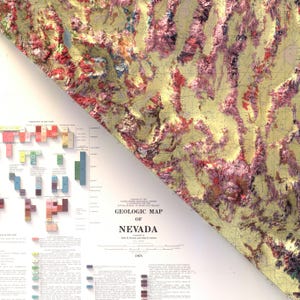 Nevada Geological Map Art Print: Topography & Elevation Wall Decor - Etsy