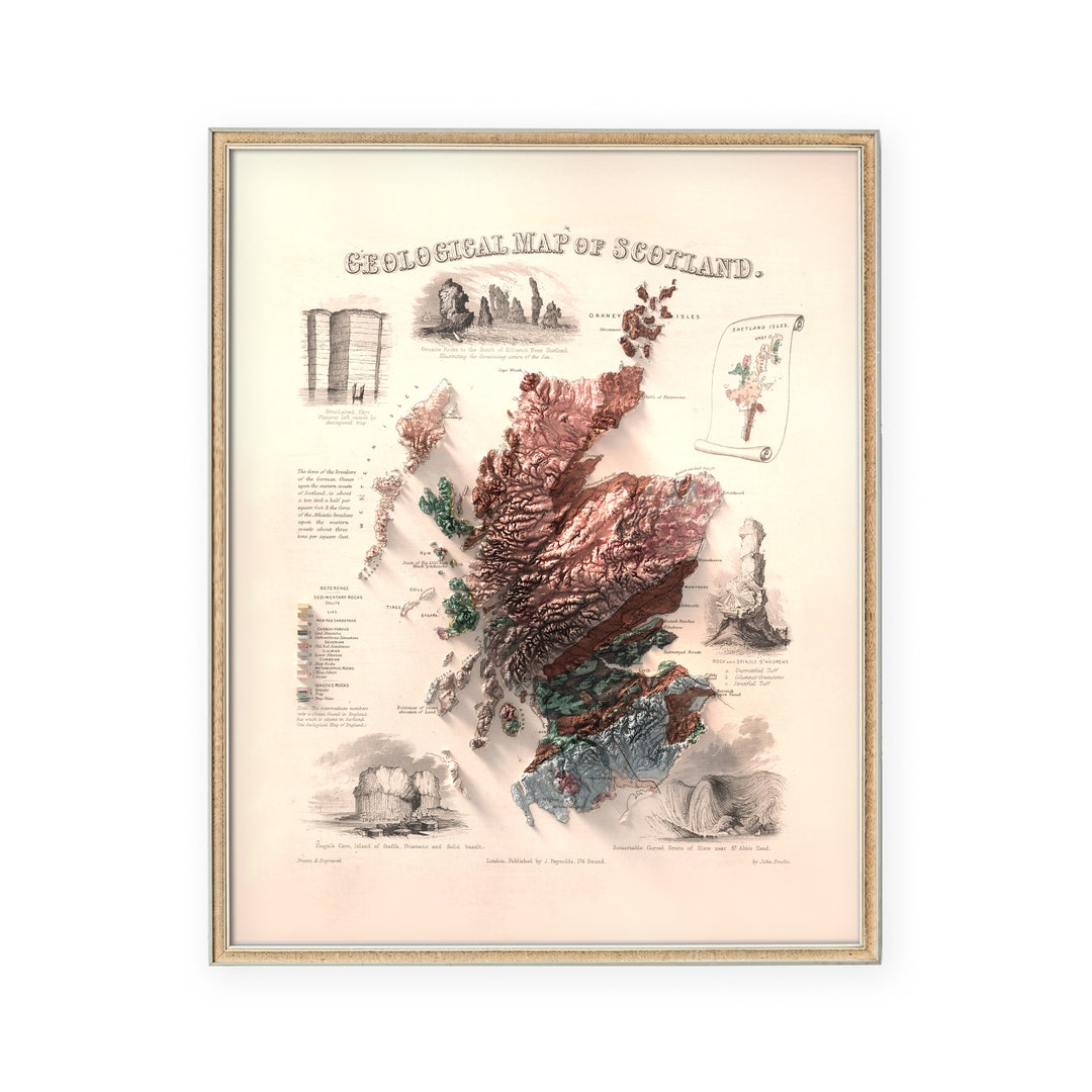 Vintage Scotland Map Print: 1850s Topography Art - Etsy