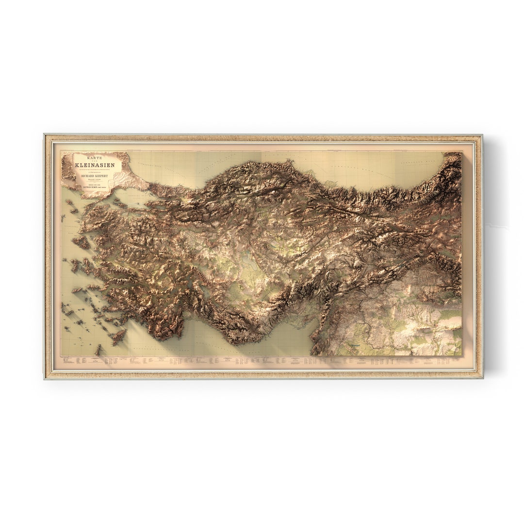 Relief Map of Turkey - Wall Decor - Topography - Art Print - Unique ...