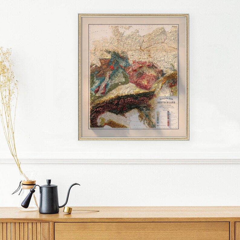 Vintage Geological Map of Germany (1869) - Topographic Art Print - Etsy
