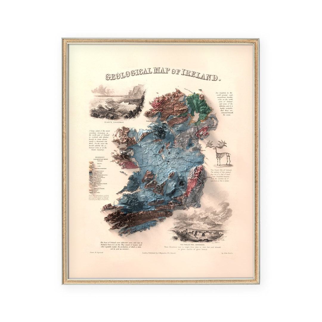Ireland Geological Map Art Print: 3D Topography Wall Decor - Etsy