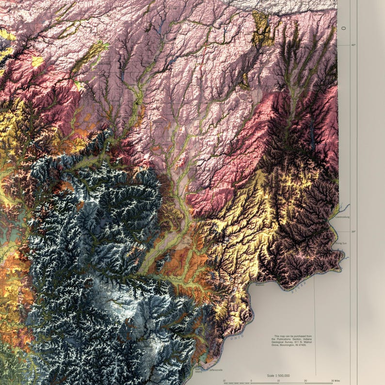 Geologic Map of Indiana (quaternary) - Map Art Print - Etsy