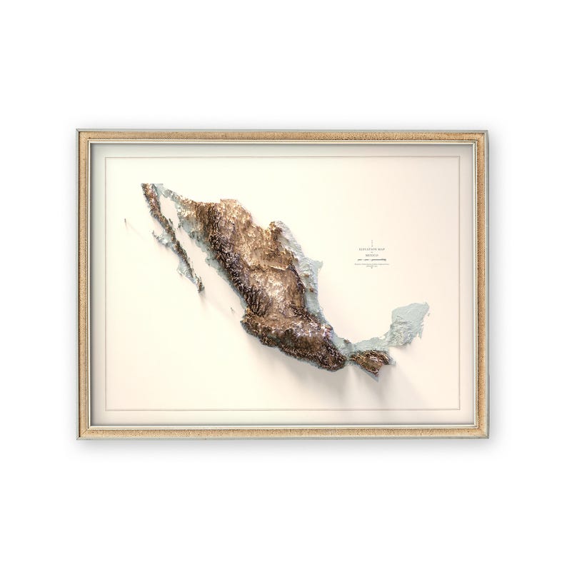 Mexico Elevation Map - Topography Map - Wall Decor Art Print - Etsy