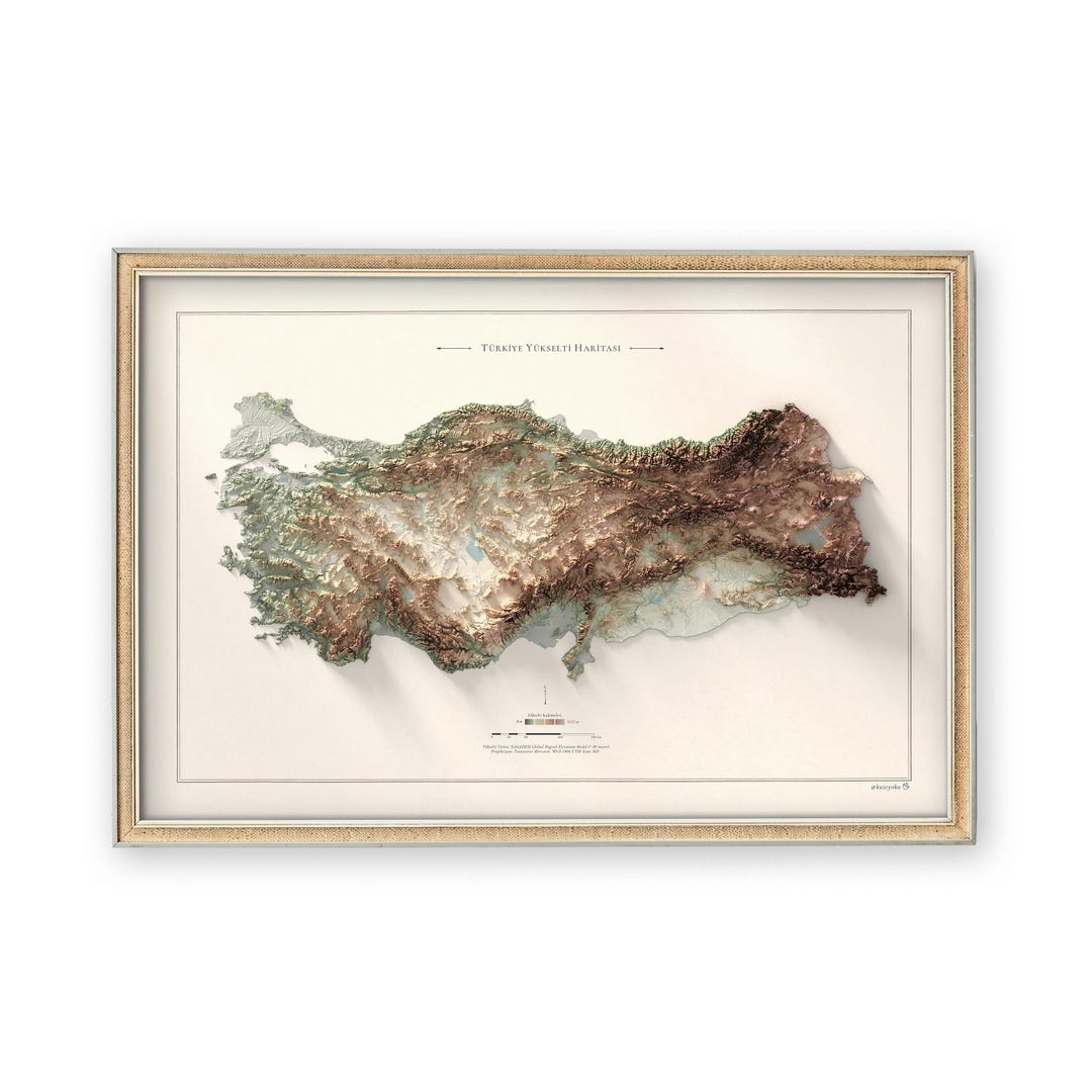 Turkey Elevation Map 01 - Wall Decor - Topography - Elevation - Art ...