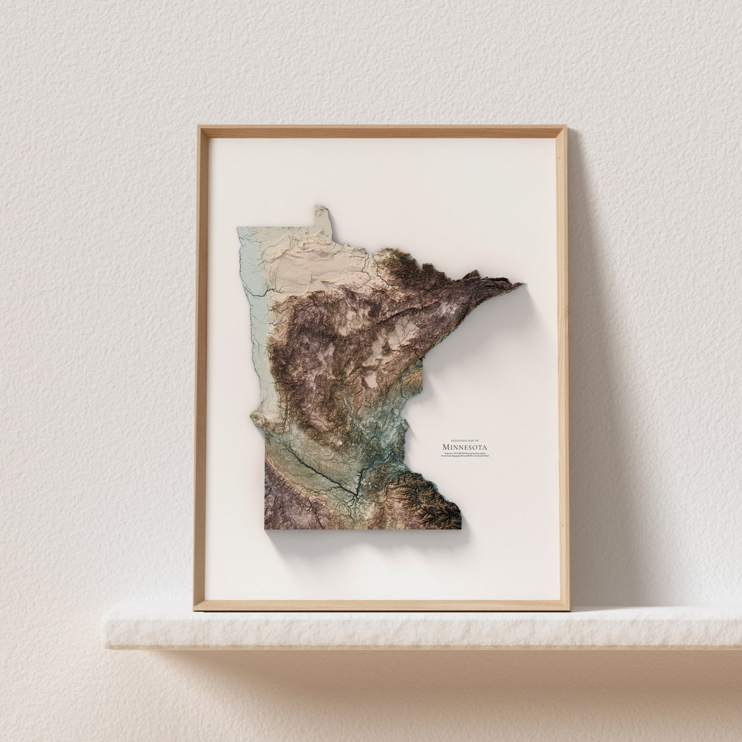 Minnesota 01 - Topography Map - Wall Decor - Elevation - Art Print ...