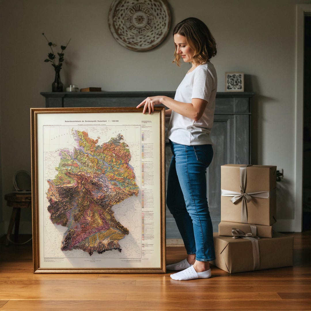 Vintage Germany Soil Map Print: Topographic Relief Wall Art - Etsy
