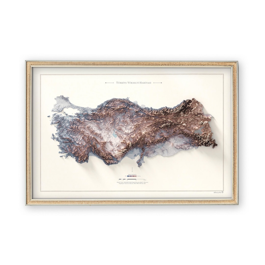 Turkiye Elevation Map 02 - Wall Decor - Topography - Map Art Print - Etsy