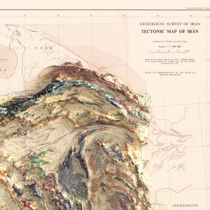 Tectonic Map of Iran - Vintage Map - Fine Art Print - Wall Decor - Etsy ...