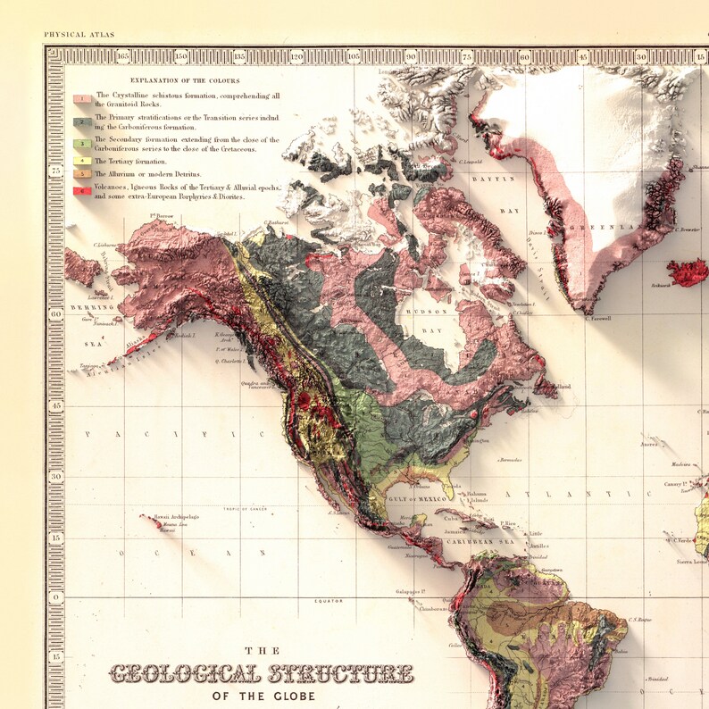 Geological Structure Map of the World 1855 the World Wall Map Map Poster Print - Etsy