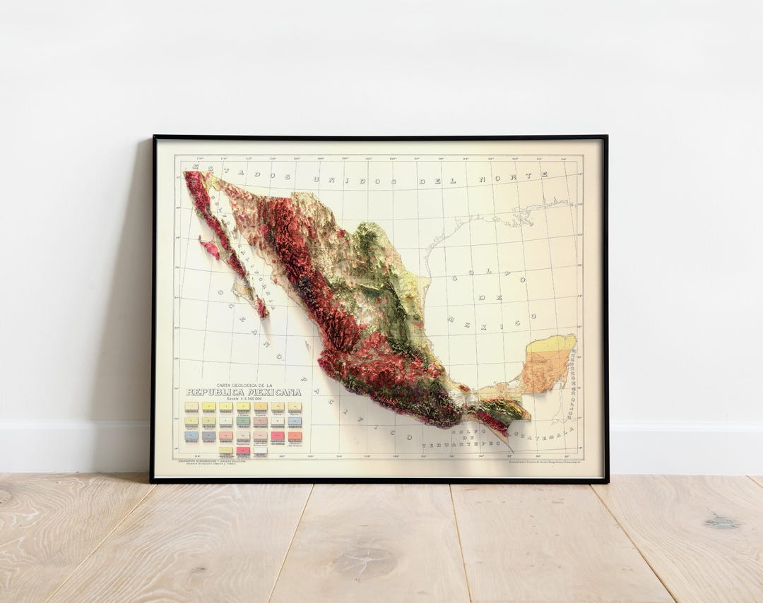 Geological Map of Mexico (1921) - Wall Decor - Vintage Art Print - Etsy