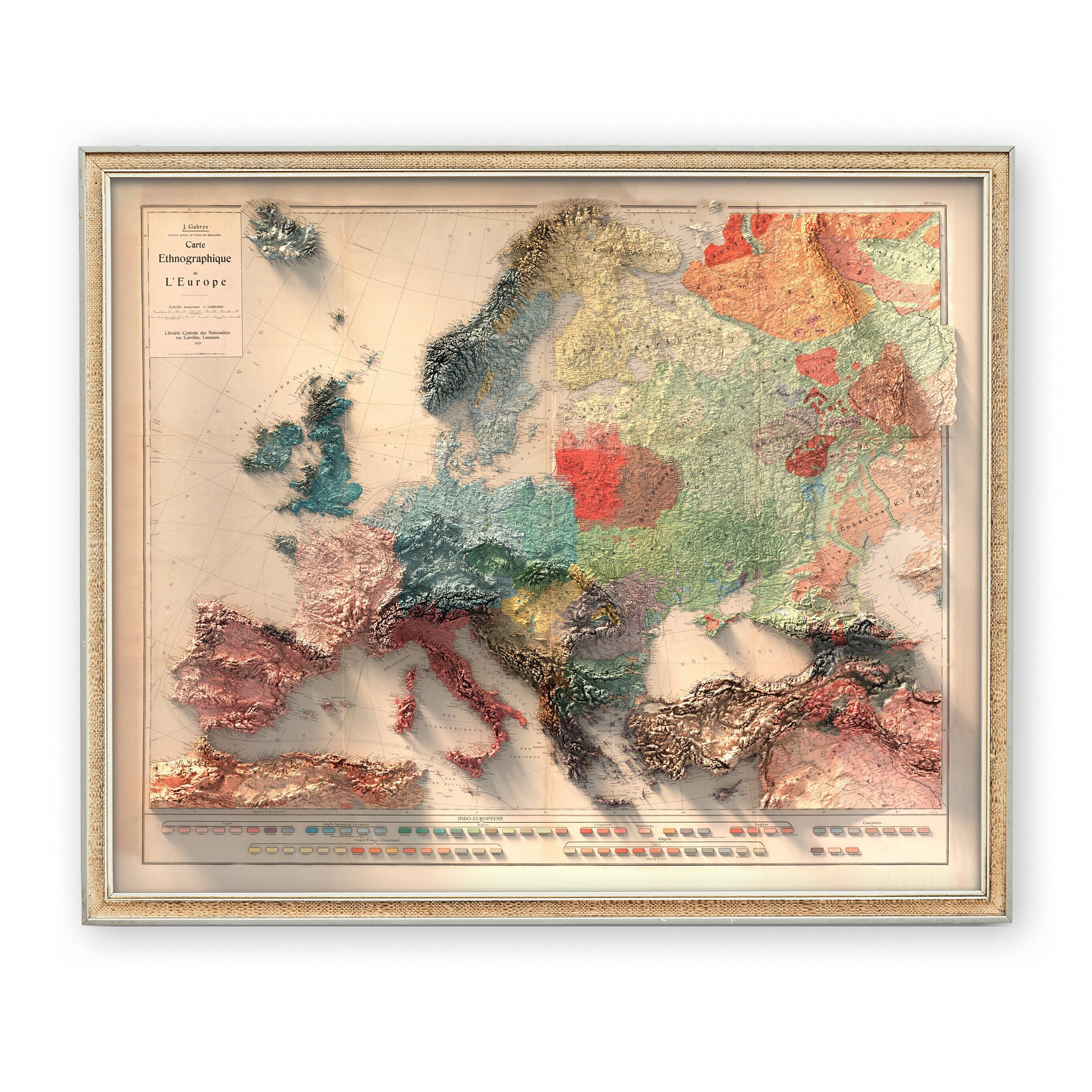 Vintage Ethnographic Map of Europe: Topographic Art Print - Etsy