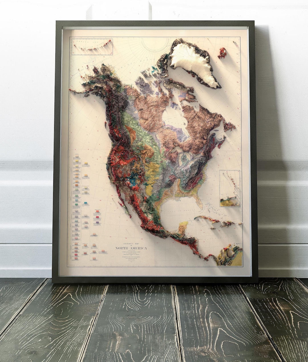 Mapa geológico da América do Norte Decoração de parede Topografia ...