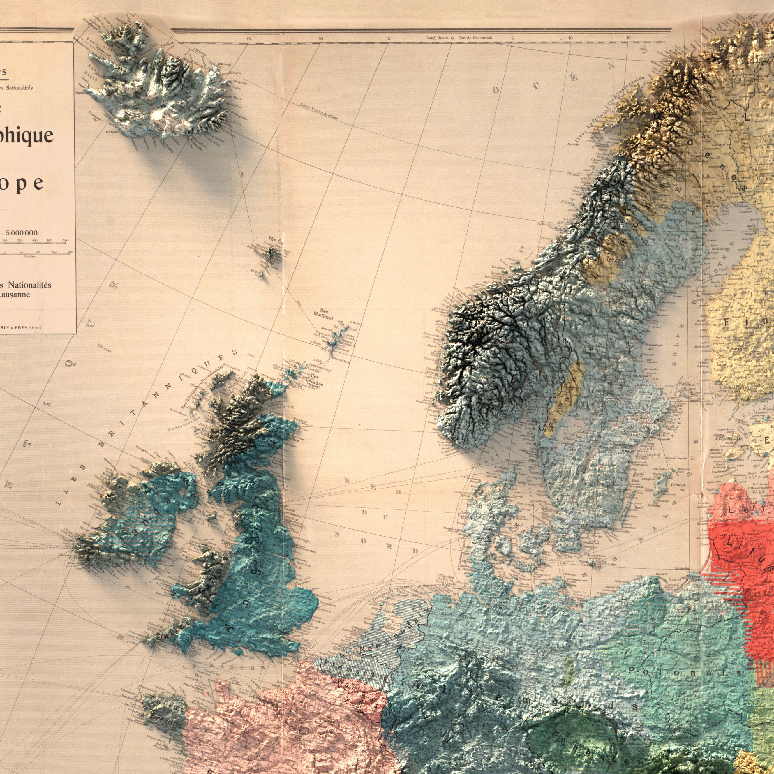 Vintage Ethnographic Map of Europe: Topographic Art Print - Etsy