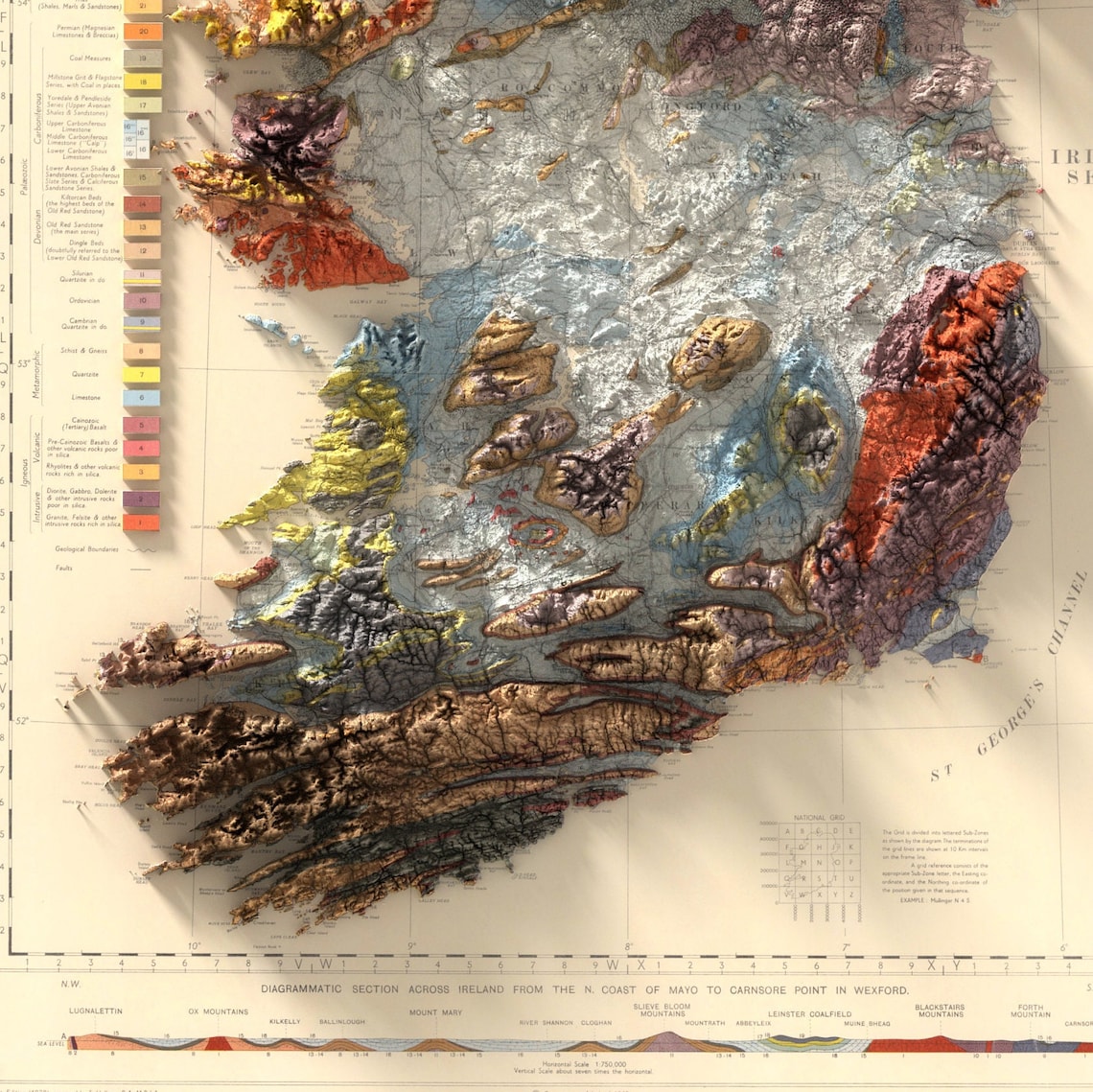 Ireland Geological Map Vintage Map Print - Etsy