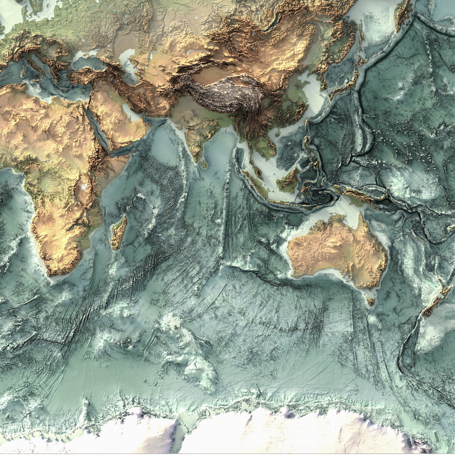 El mapa del mundo 4 Topografía Elevación Decoración de la pared ...