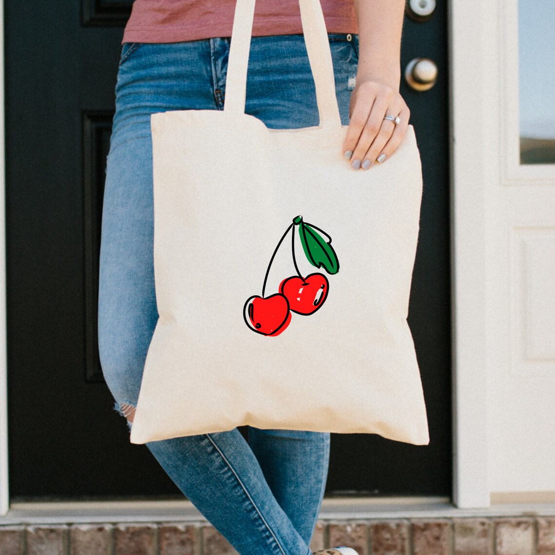 Cherry Tote Cute Cherries Tote Fruit Tote Cherry Gifts - Etsy