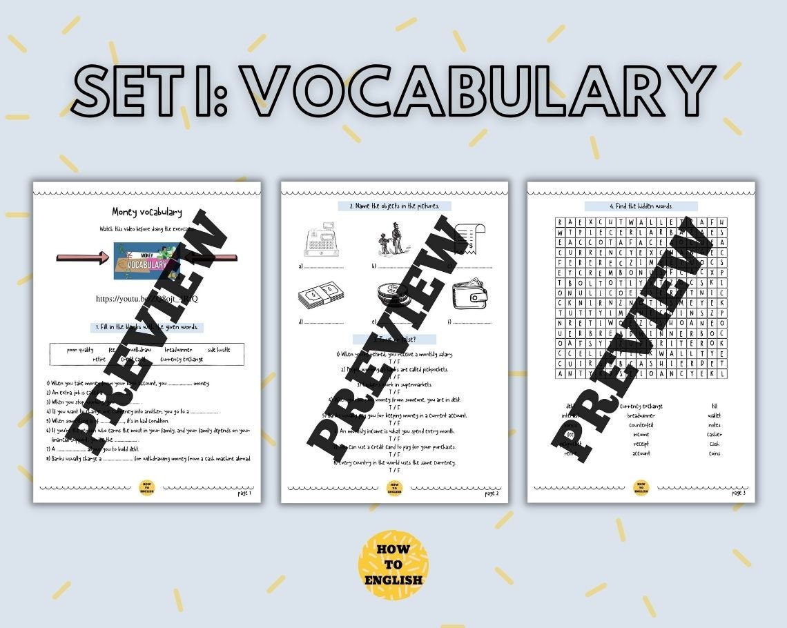 ESL MONEY BUNDLE: Vocabulary, Idioms, Phrasal Verbs | Printable ...
