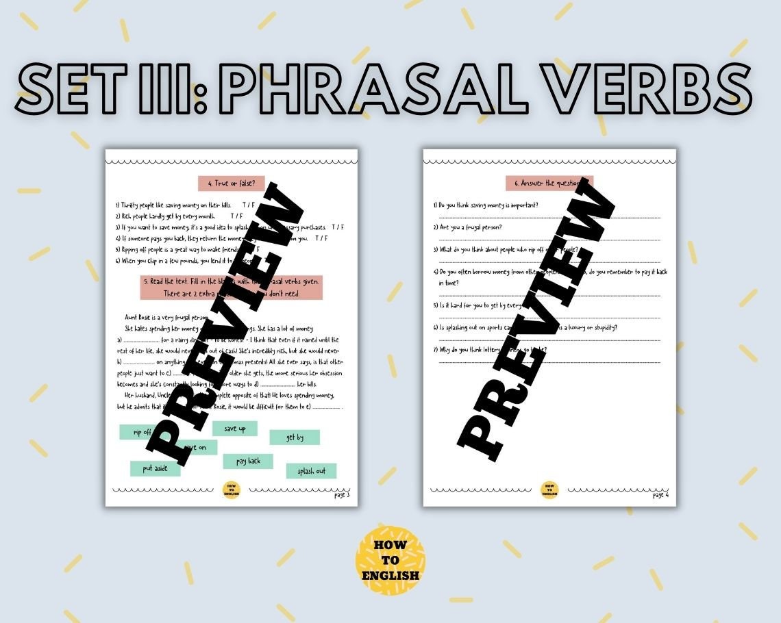ESL MONEY BUNDLE: Vocabulary, Idioms, Phrasal Verbs | Printable ...
