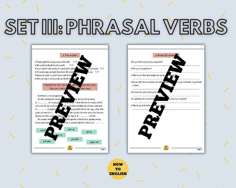 ESL MONEY BUNDLE: Vocabulary, Idioms, Phrasal Verbs | Printable ...