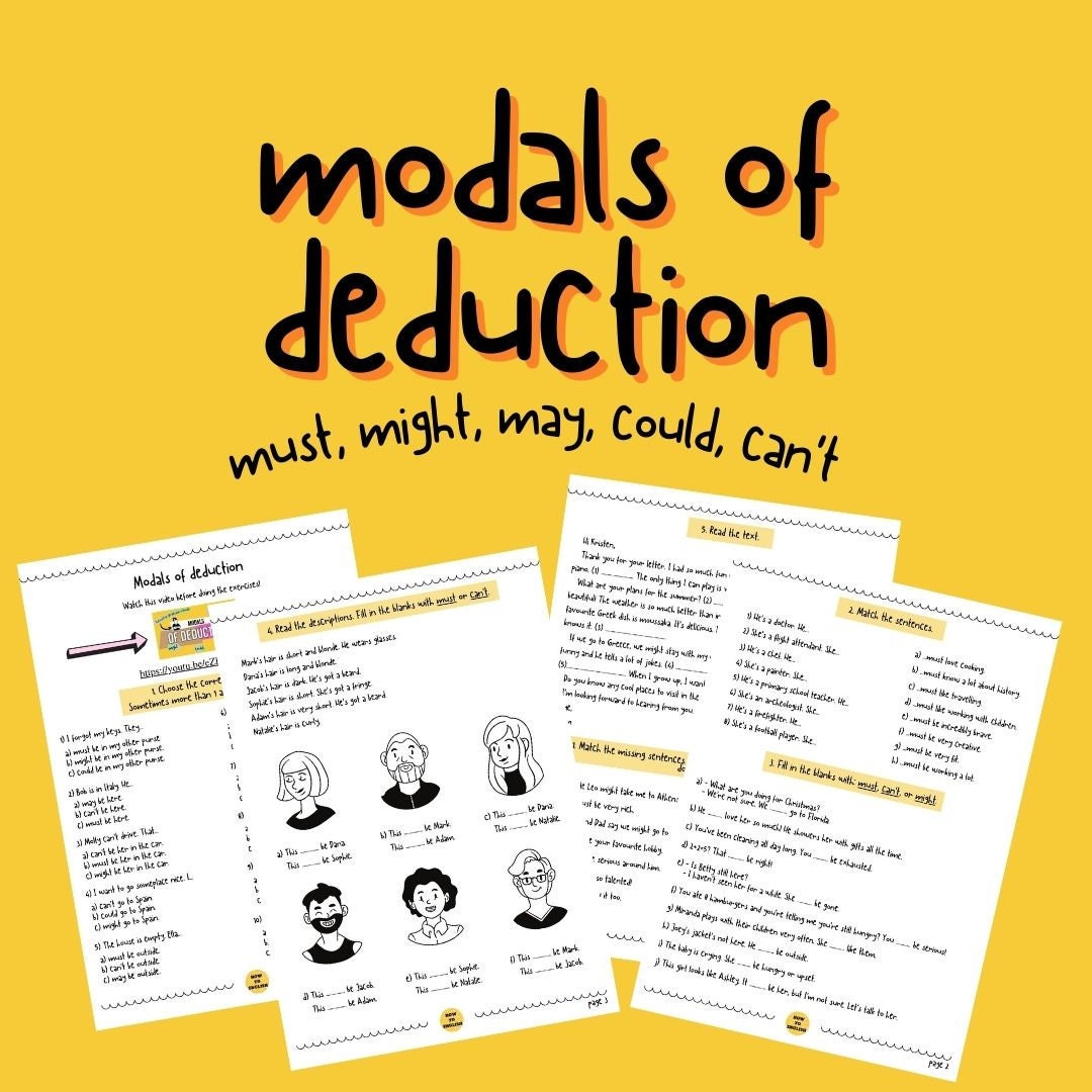 ESL Modals of deduction printable worksheets plus answers | Etsy