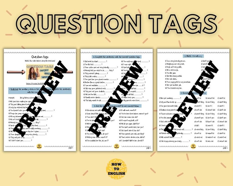 ESL Question Tags | Printable Worksheets | Grammar Exercises | How to ...