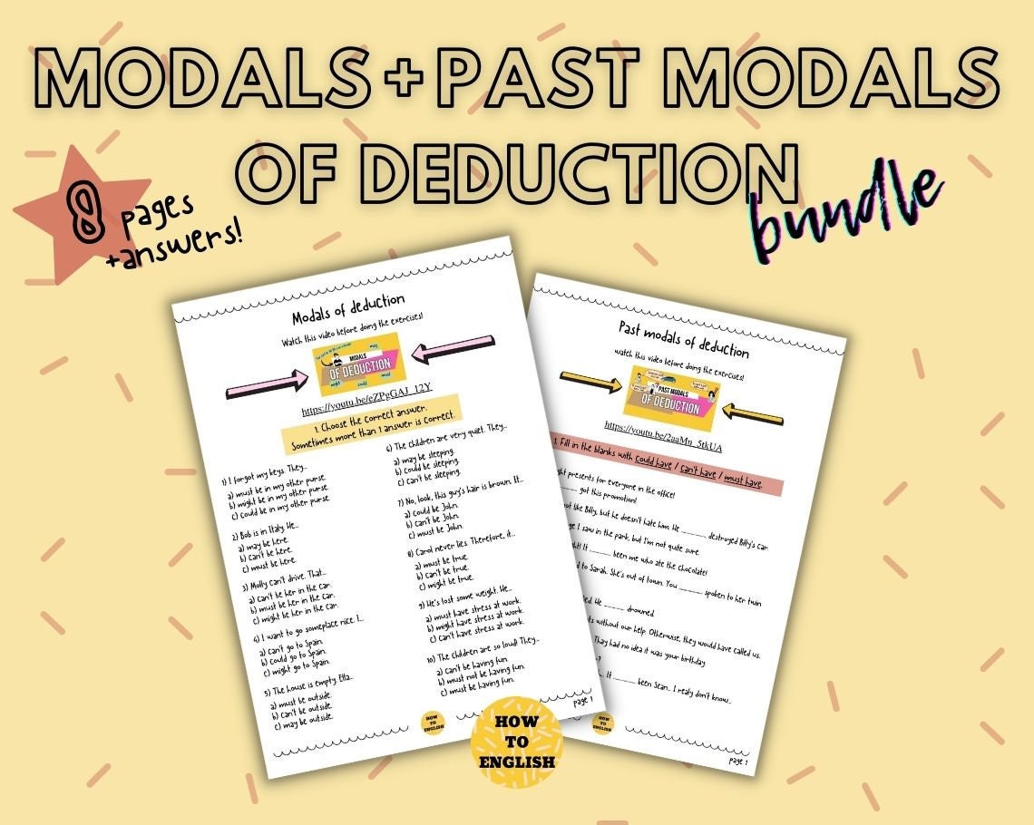 ESL Modals Past Modals of Deduction Bundle Printable - Etsy Canada